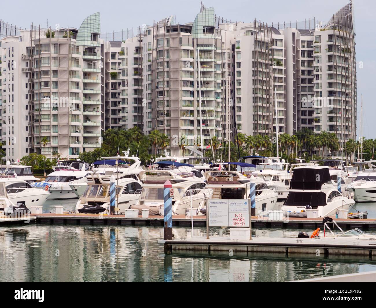SINGAPORE – JUL 31, 2020 – Luxury recreational boats docked at Quayside ...