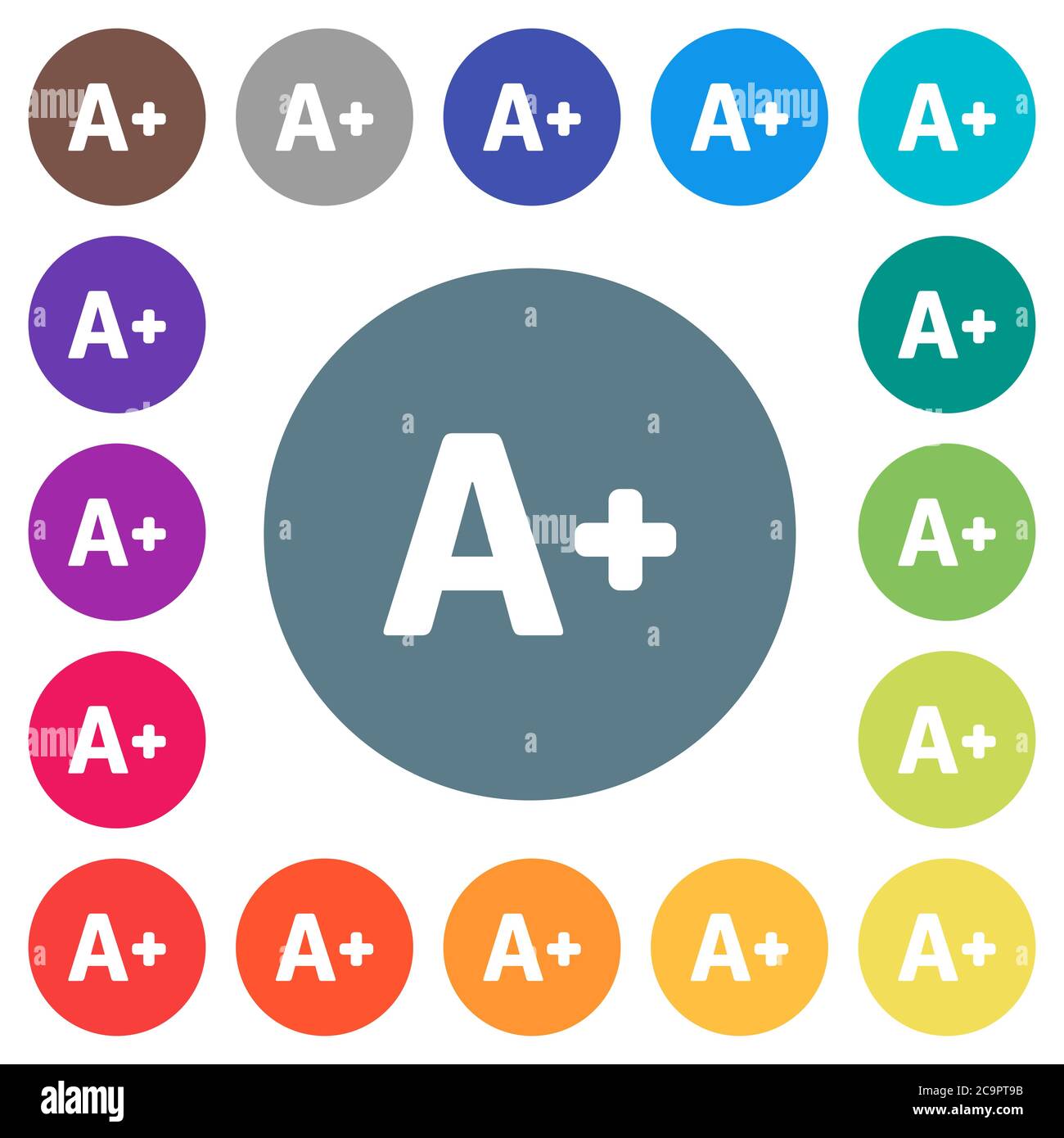 Increase font size flat white icons on round color backgrounds. 17 ...