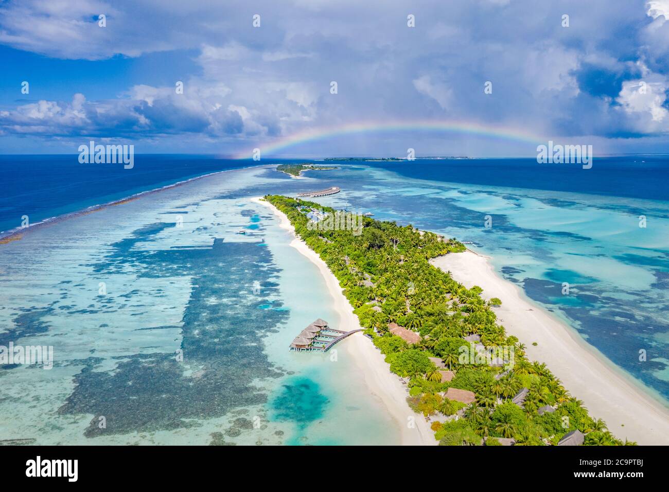 Amazing bird eyes view in Maldives, landscape seascape aerial view over ...