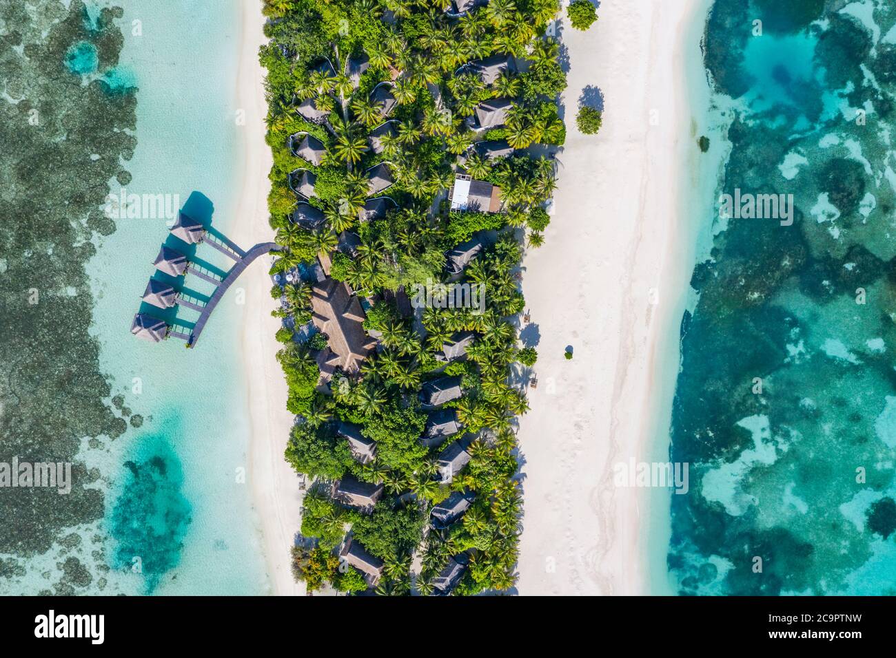 Aerial view of beach in Maldives. Amazing aerial landscape in Maldives ...