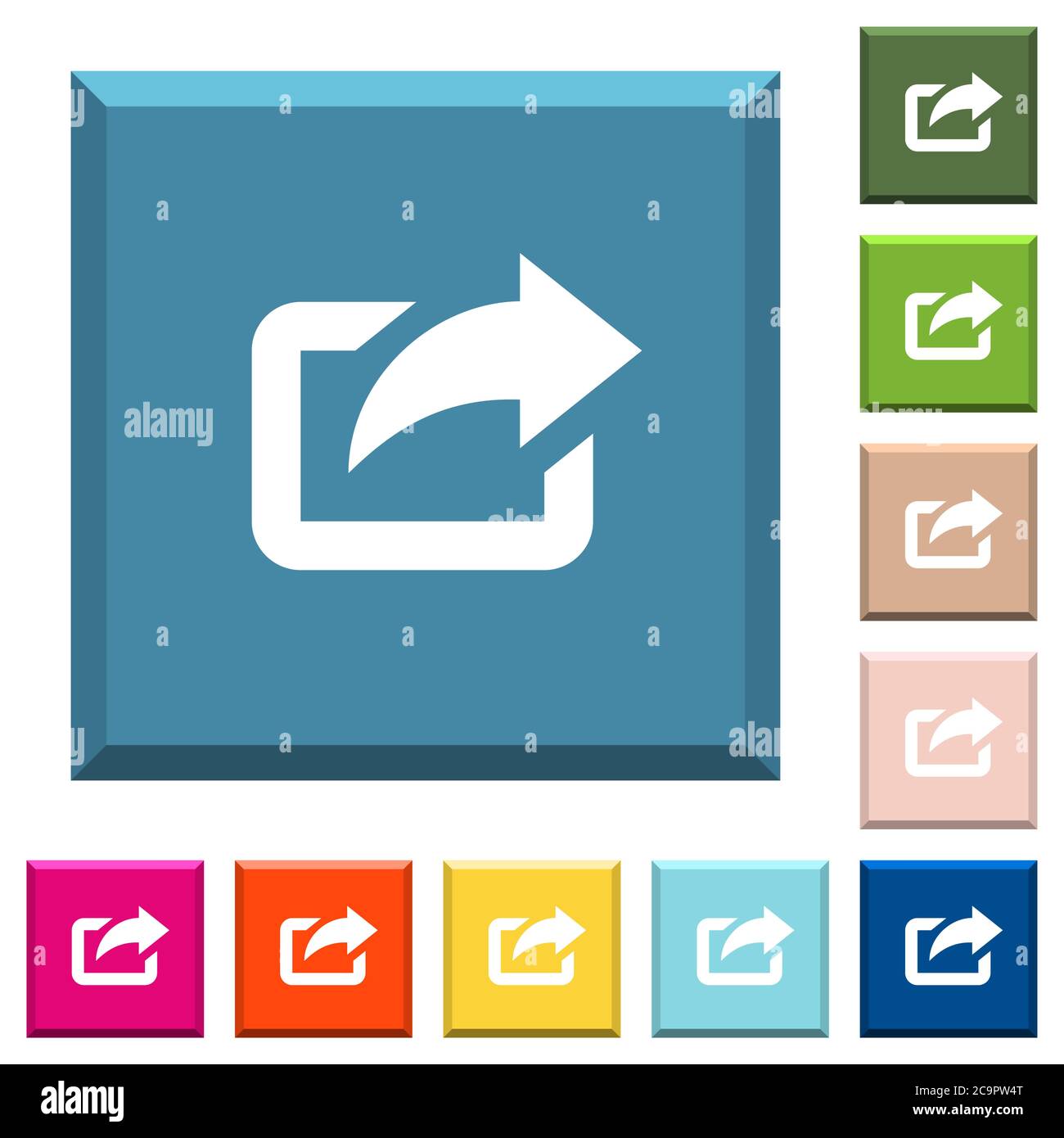 Export with upper right arrow white icons on edged square buttons in ...