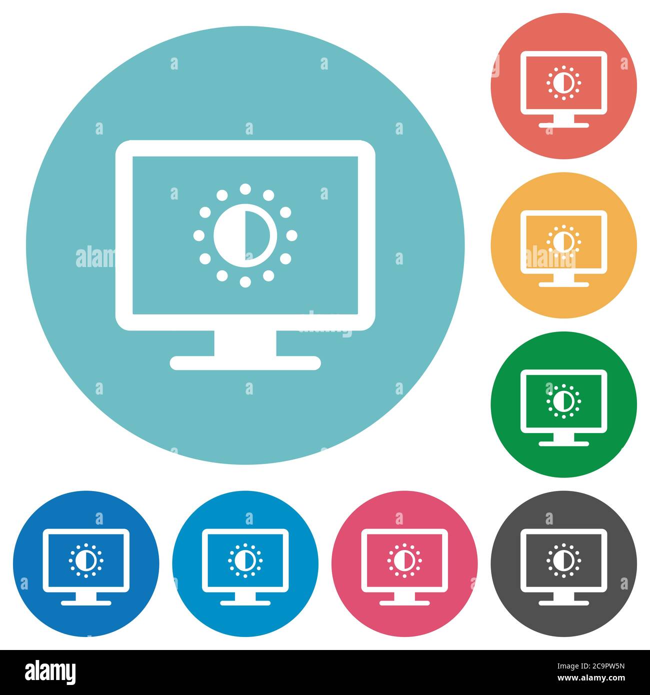 Adjust screen saturation flat white icons on round color backgrounds ...