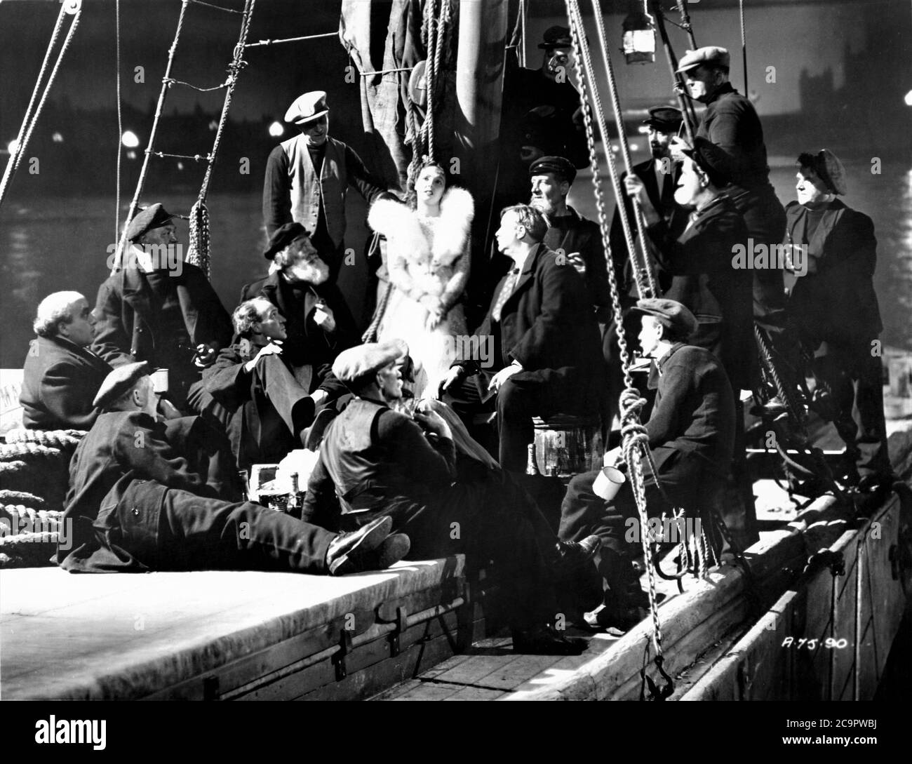 JESSIE MATTHEWS singing with London Bargemen in SAILING ALONG 1938 director SONNIE HALE Gaumont ...