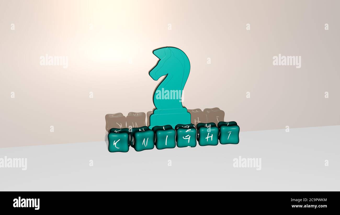 3D representation of KNIGHT with icon on the wall and text arranged by ...