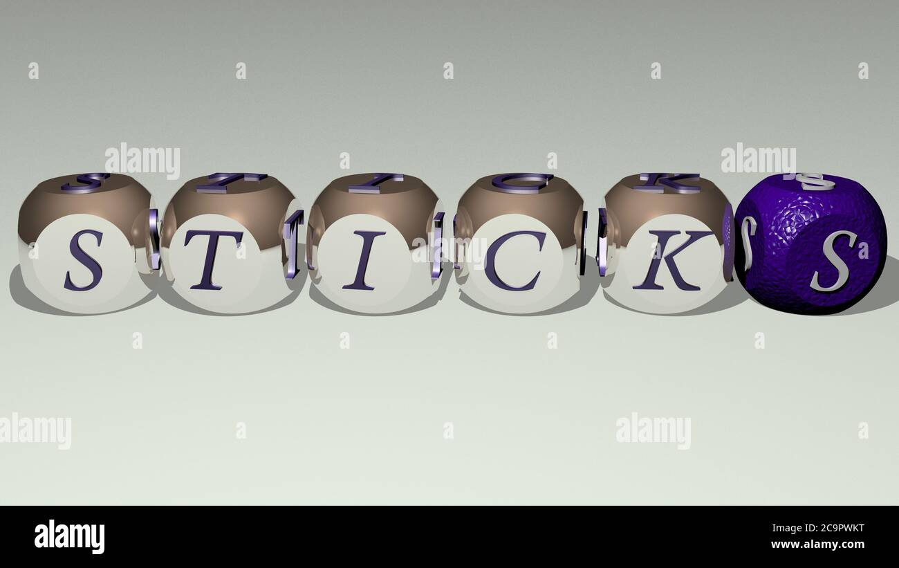 combination of STICKS built by cubic letters from the top perspective ...