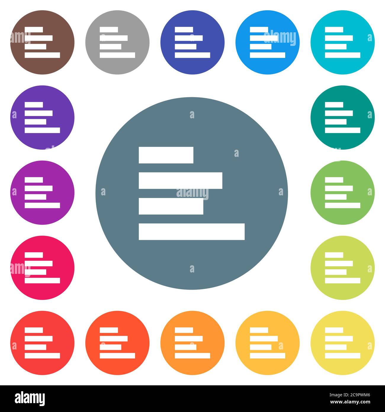 Text align left flat white icons on round color backgrounds. 17 ...