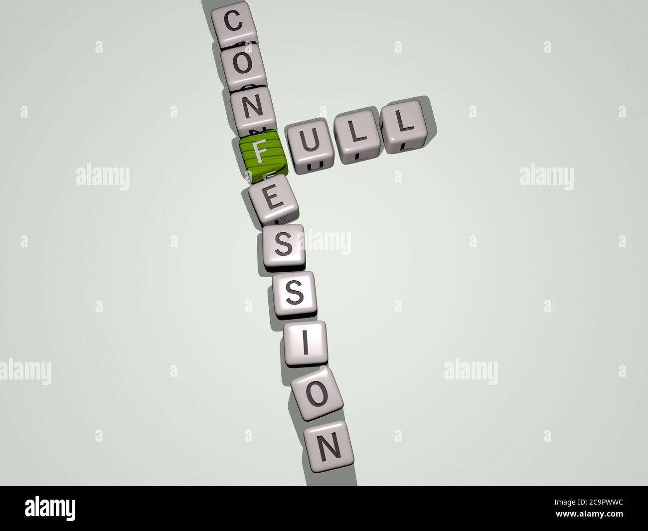 crosswords of FULL CONFESSION arranged by cubic letters on a mirror ...