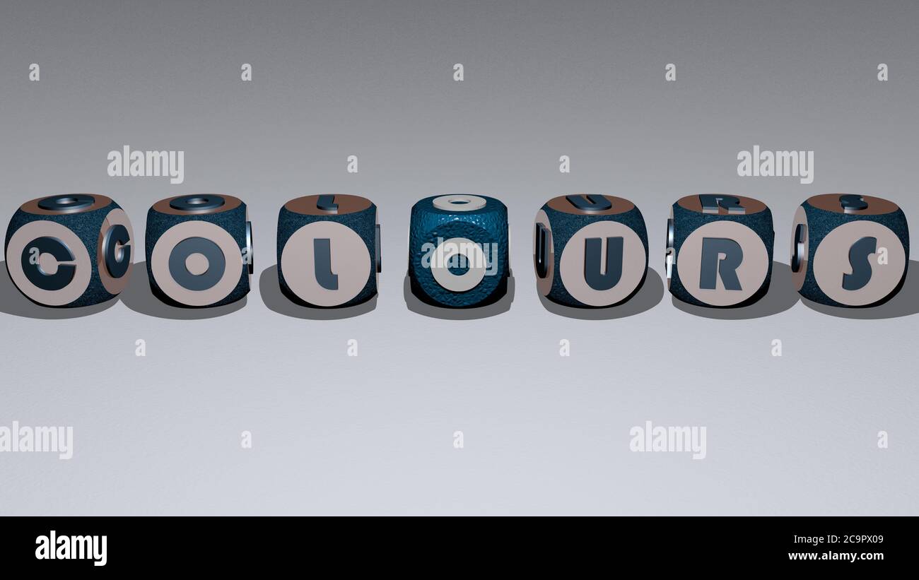 combination of colours built by cubic letters from the top perspective ...