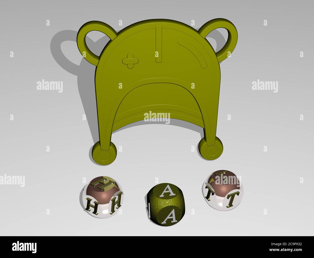 3D representation of hat with icon on the wall and text arranged by ...