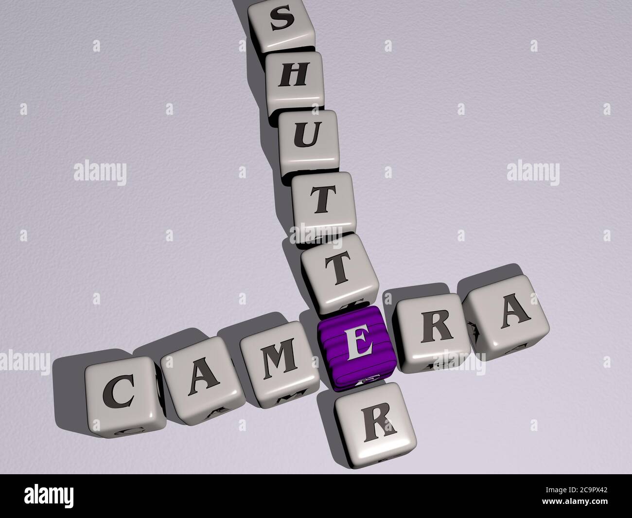 combination of CAMERA SHUTTER built by cubic letters from the top ...