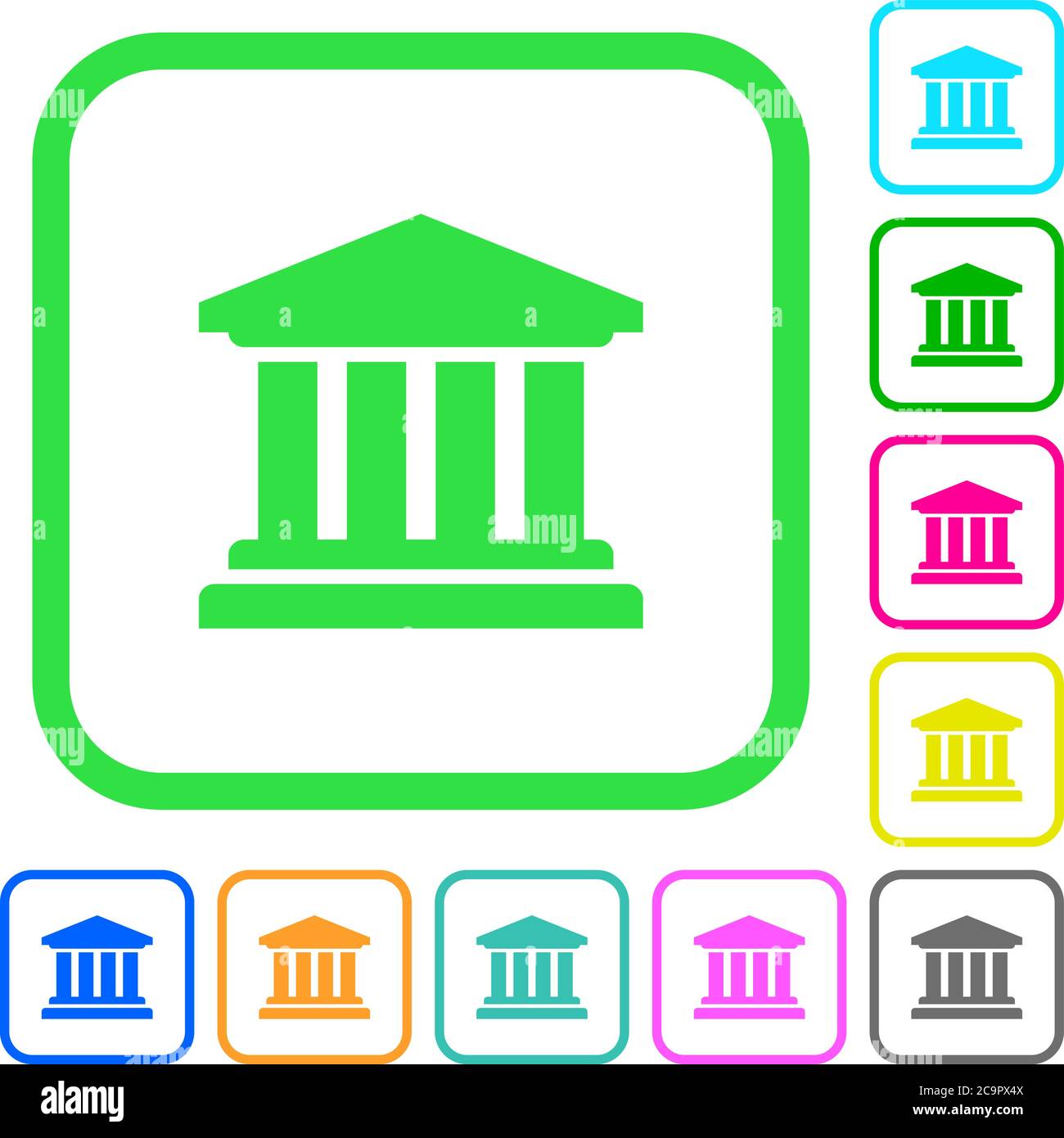 University vivid colored flat icons in curved borders on white ...