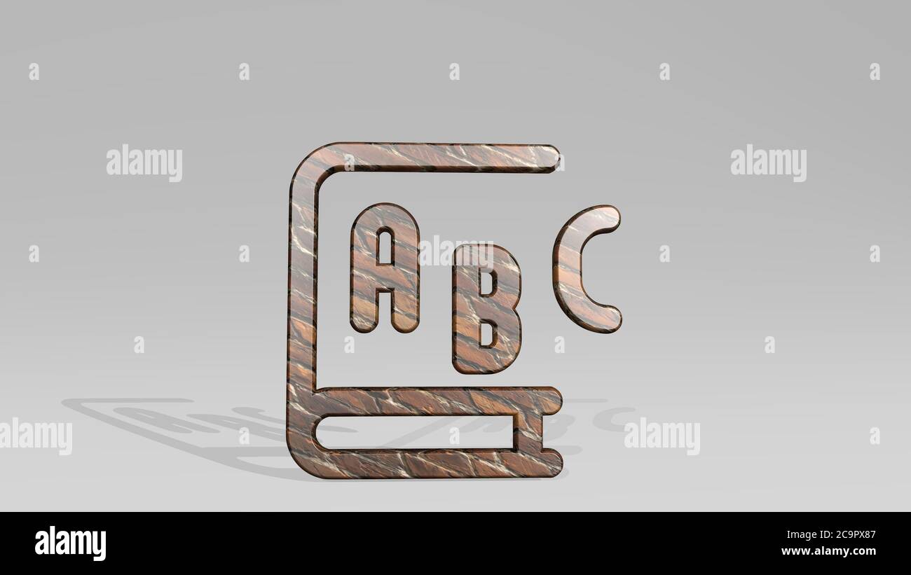 SCHOOL BOOK casting shadow with two lights. 3D illustration of metallic ...