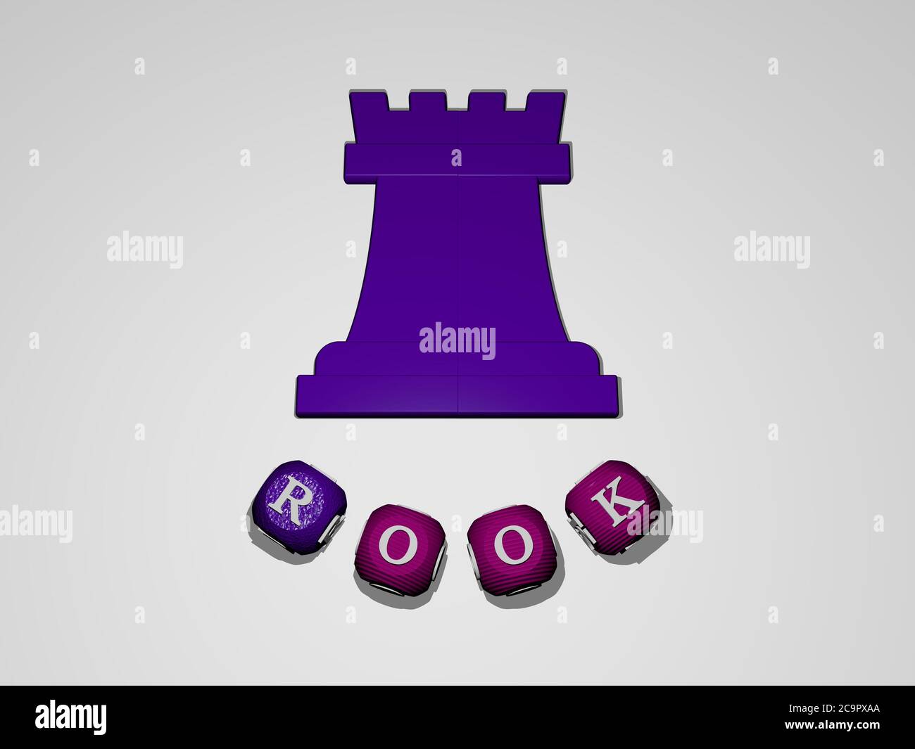 3D representation of ROOK with icon on the wall and text arranged by ...