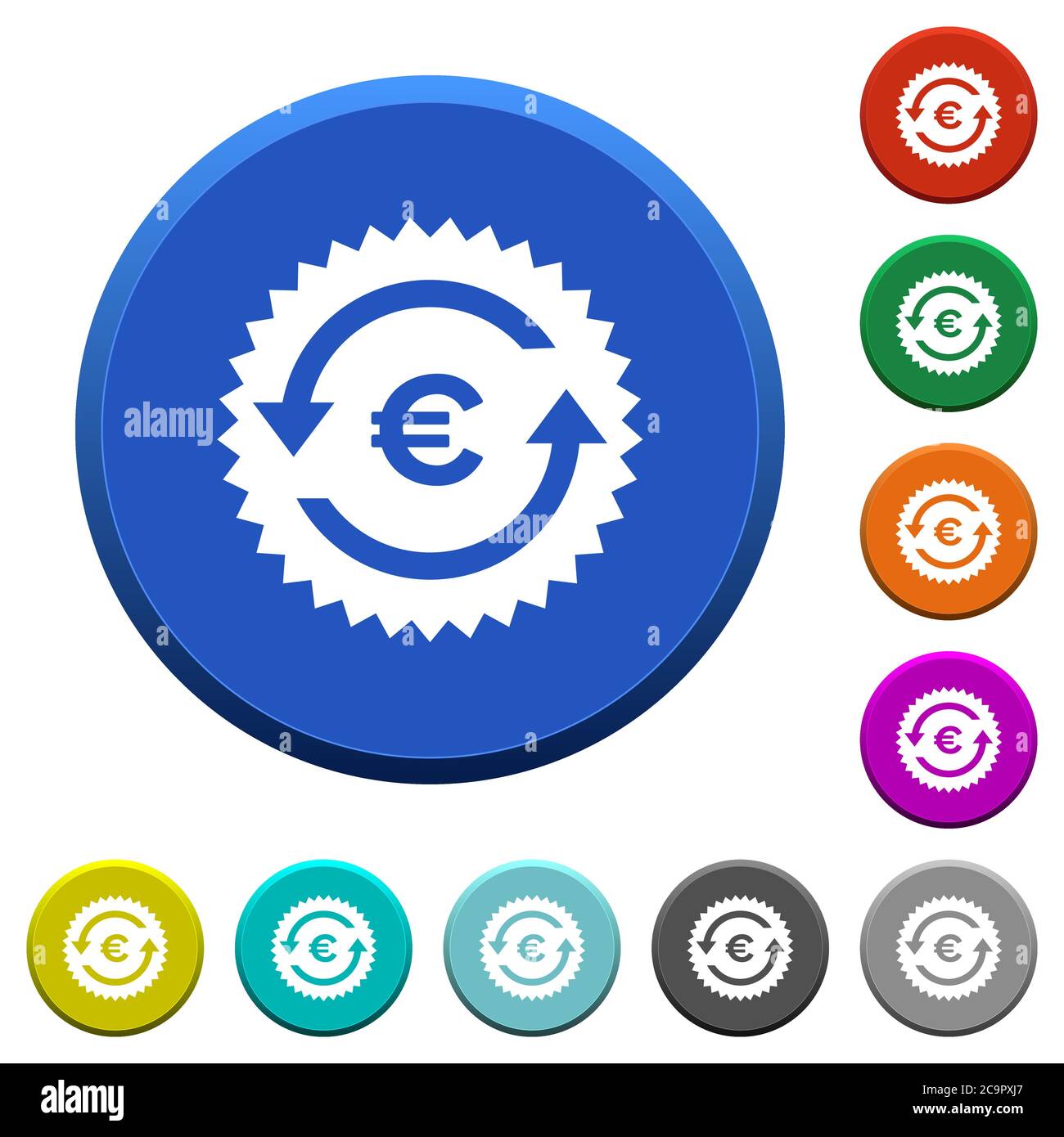 Euro pay back guarantee sticker round color beveled buttons with smooth ...