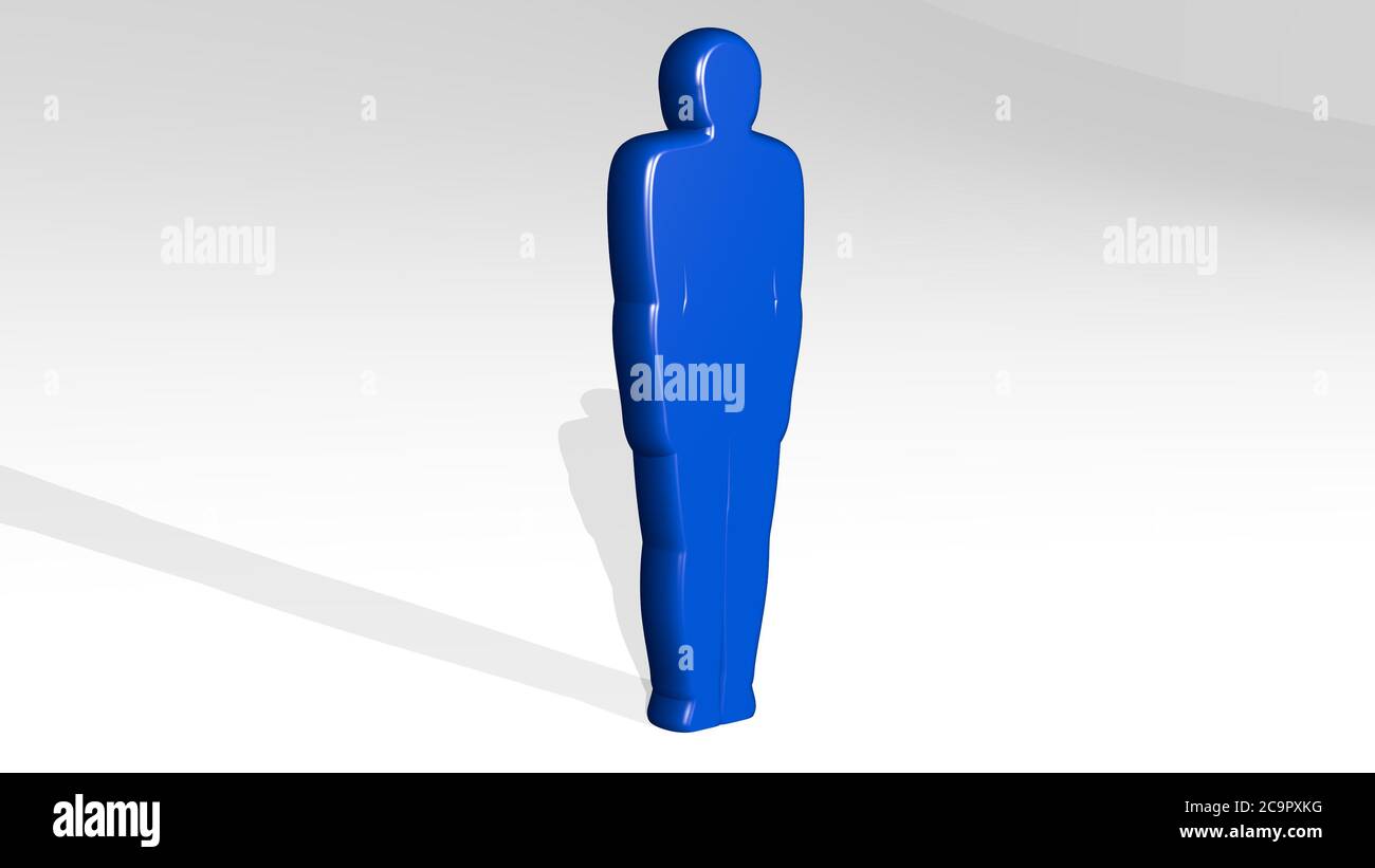 man from a perspective with the shadow. A thick sculpture made of ...