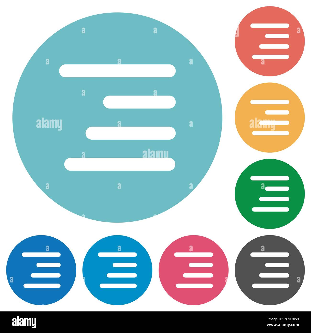 Text align right flat white icons on round color backgrounds Stock Vector Image & Art - Alamy