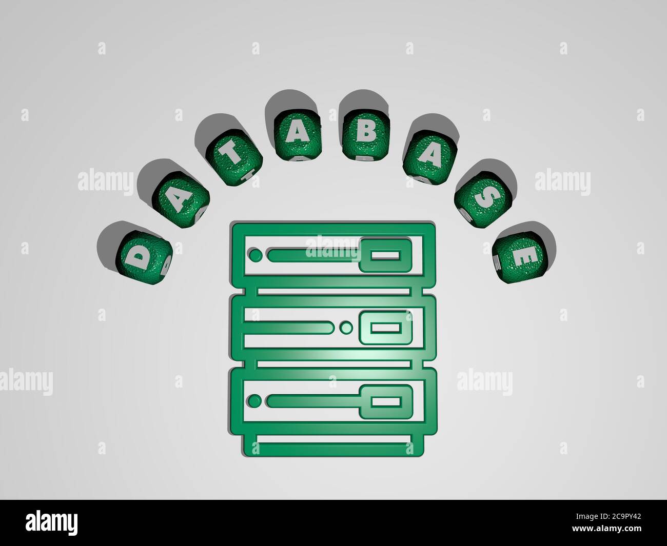 3D illustration of database graphics and text around the icon made by ...
