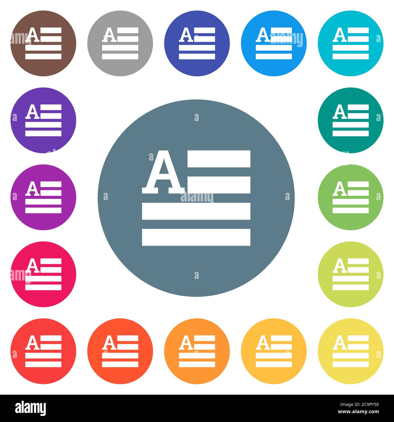 Text initials flat white icons on round color backgrounds. 17 ...