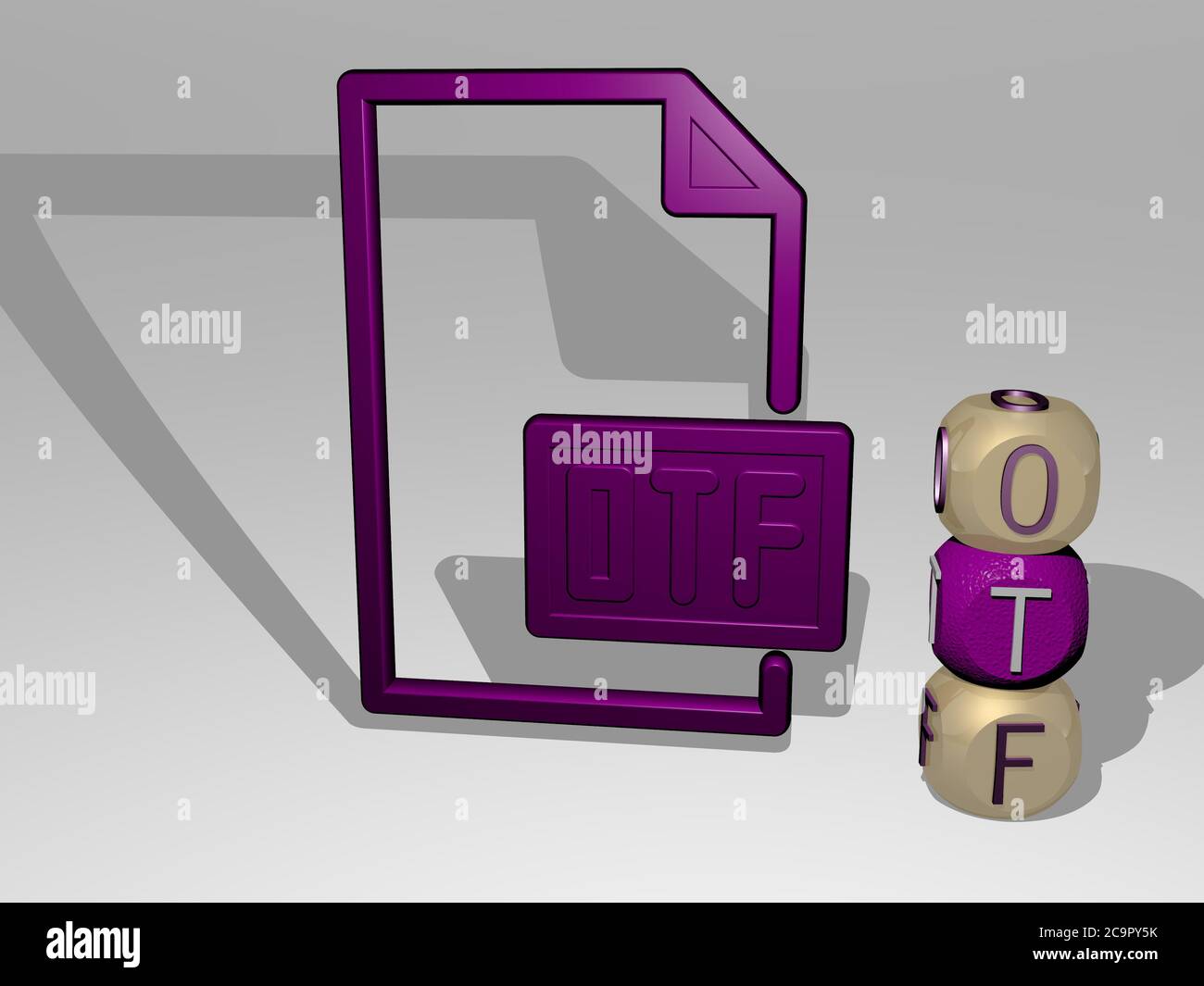 3D representation of otf with icon on the wall and text arranged by ...