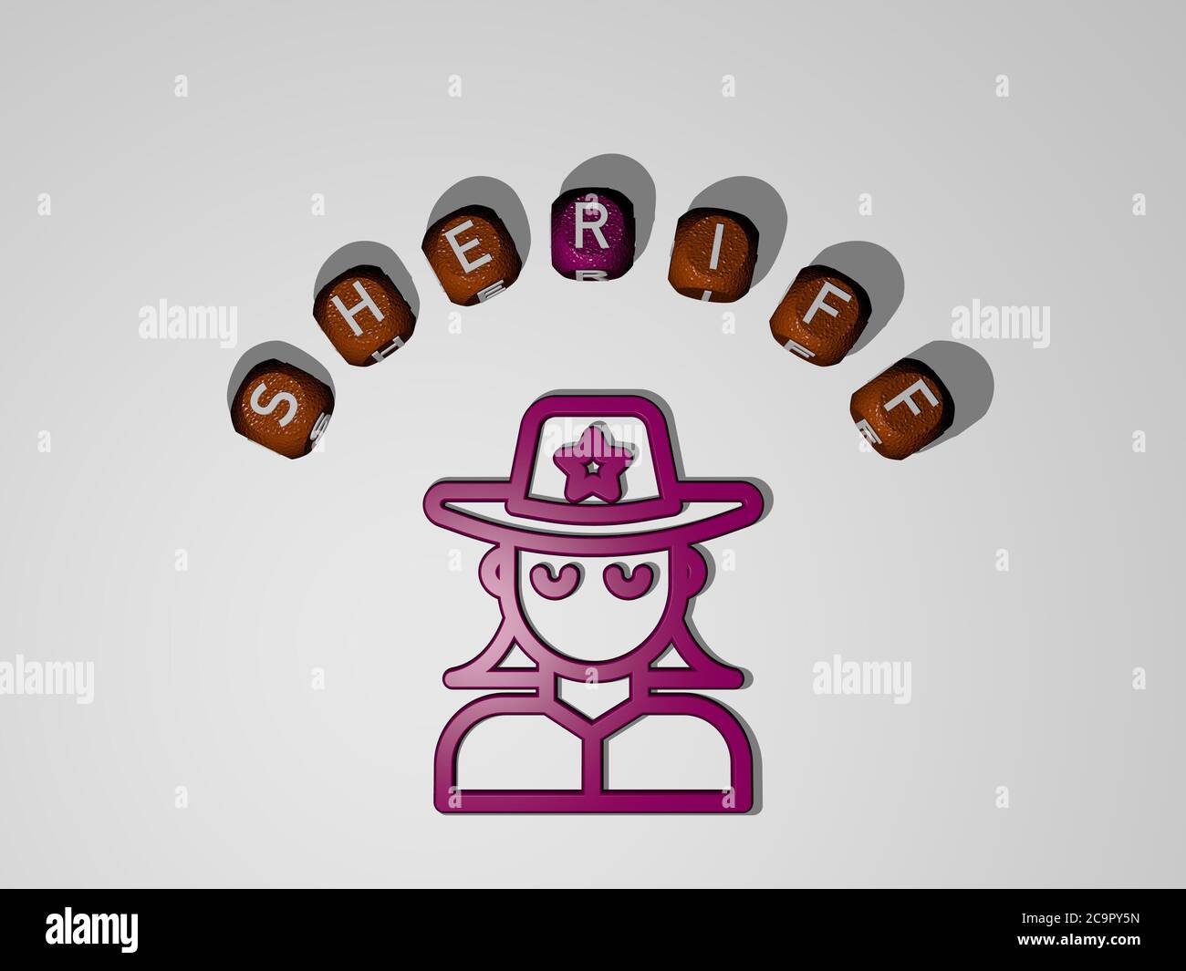 3D illustration of sheriff graphics and text around the icon made by ...