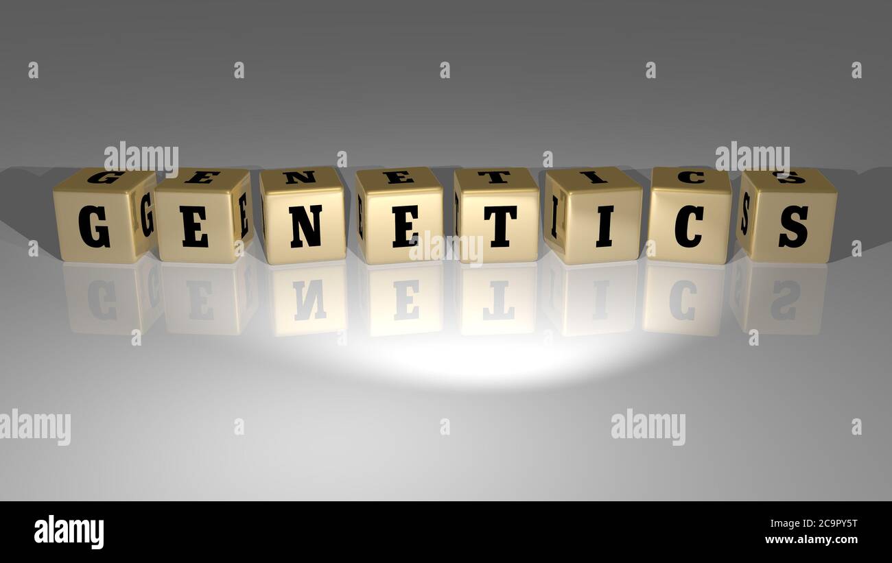 3D representation of Genetics with icon on the wall and text arranged ...