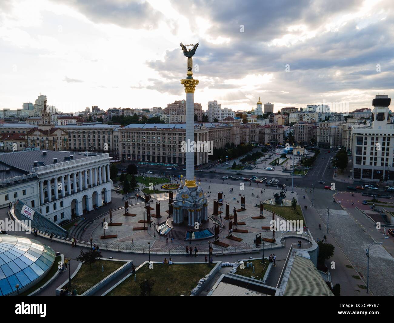 Independence Square in Kyiv, Ukraine. Maidan. Aerial view Stock Photo ...