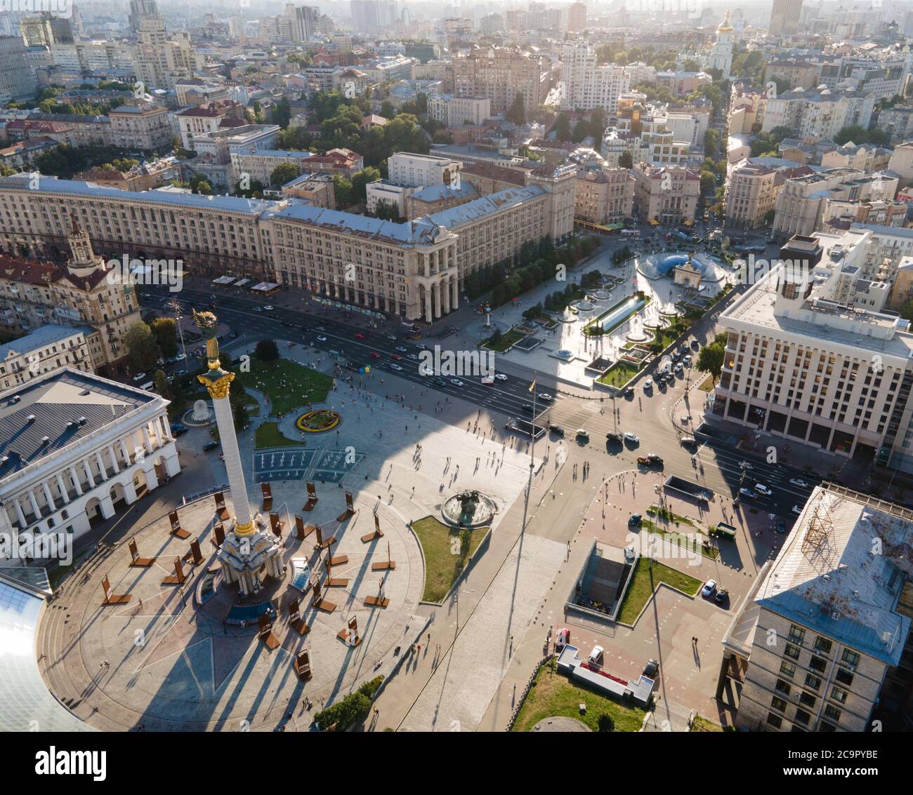 Independence Square in Kyiv, Ukraine. Maidan. Aerial view Stock Photo ...