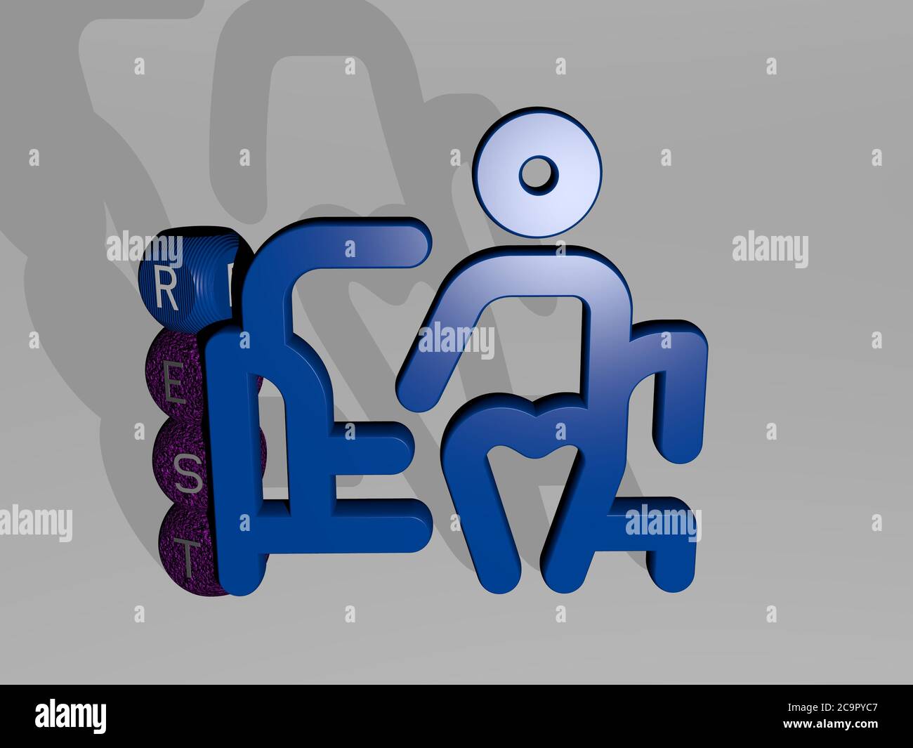 3D representation of rest with icon on the wall and text arranged by ...