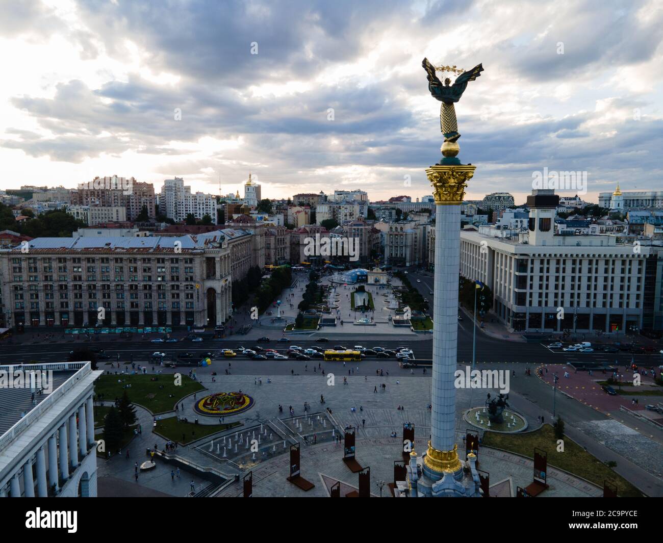 Independence Square in Kyiv, Ukraine. Maidan. Aerial view Stock Photo ...