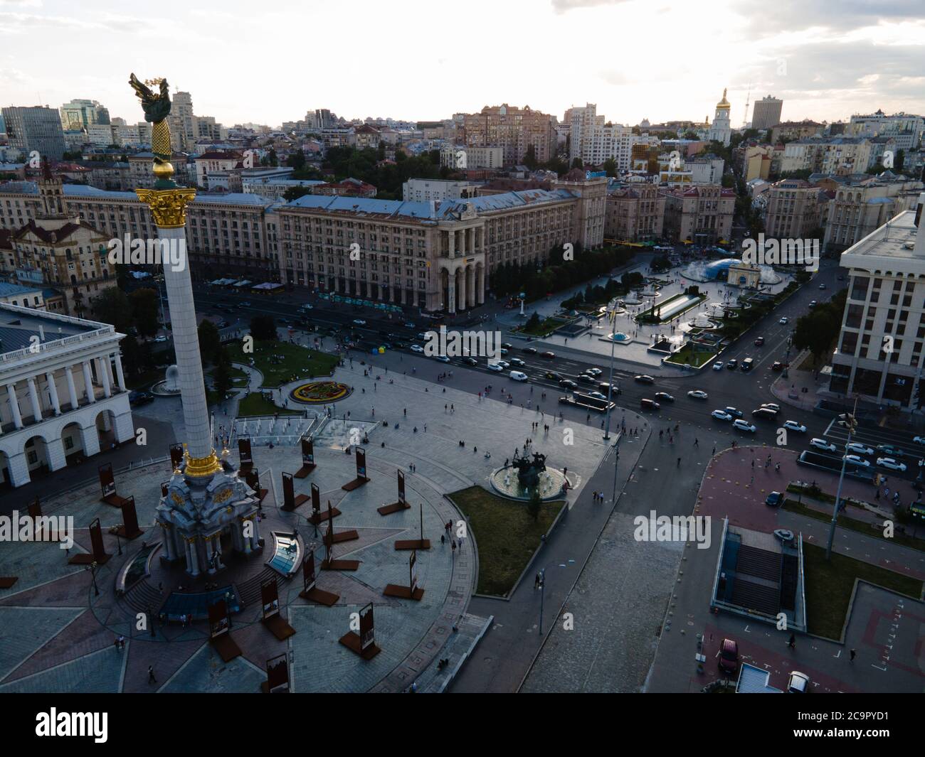 Independence Square in Kyiv, Ukraine. Maidan. Aerial view Stock Photo ...