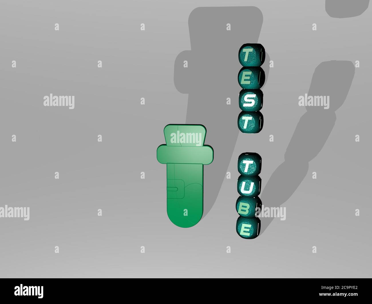 3D graphical image of TEST TUBE vertically along with text built around ...