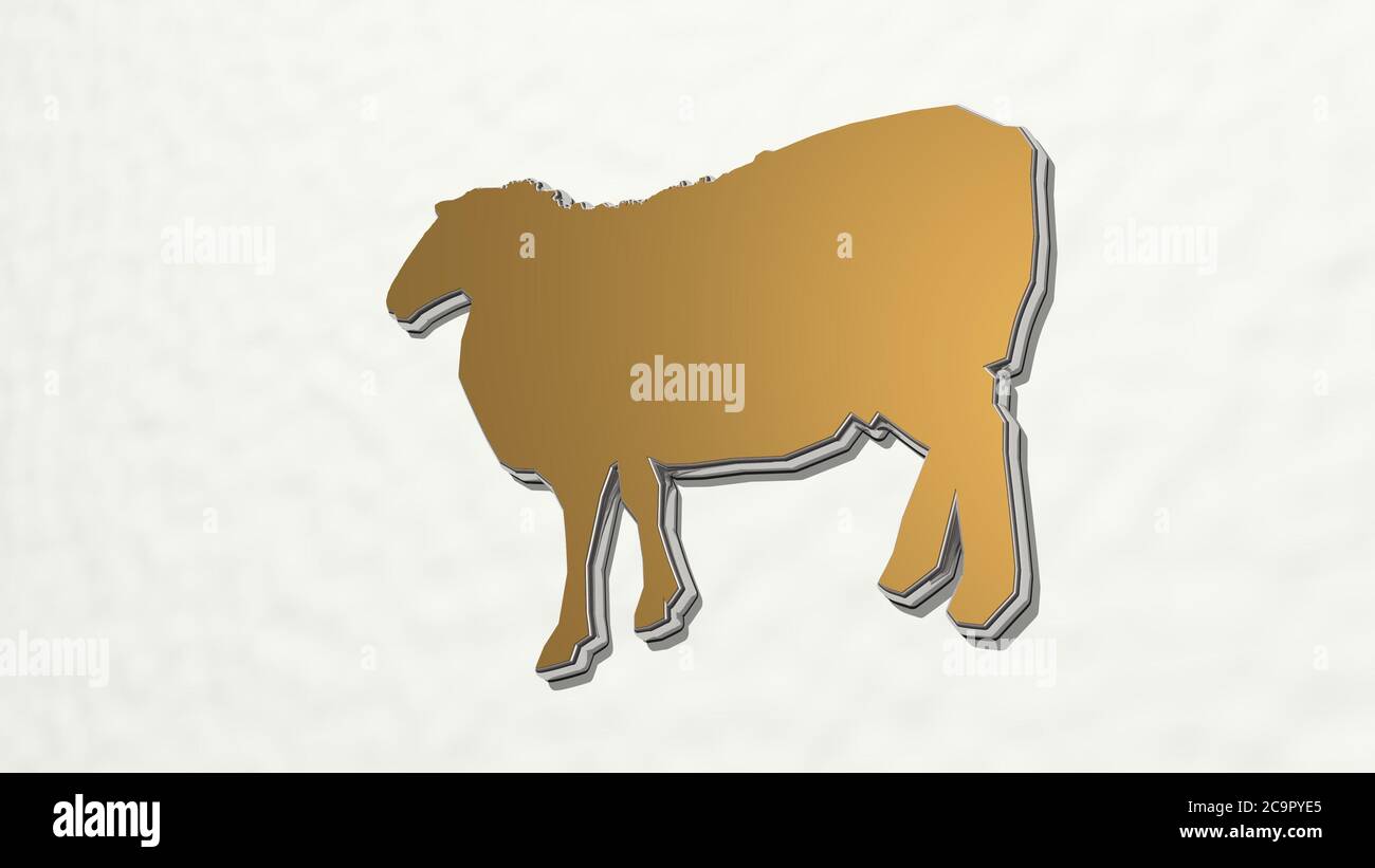 DOMESTIC ANIMAL CATTLE from a perspective on the wall. A thick ...