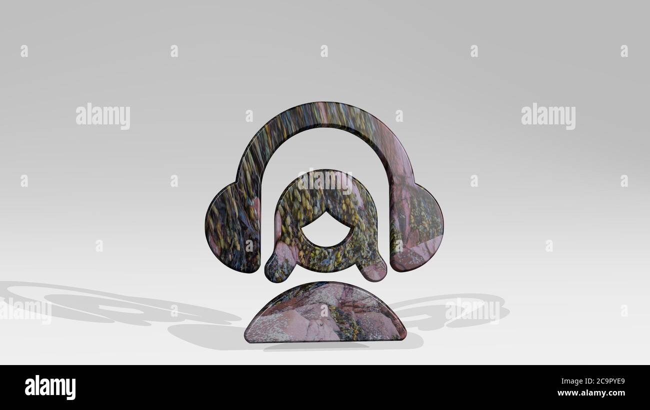 headphones woman casting shadow from a perspective. A thick sculpture ...