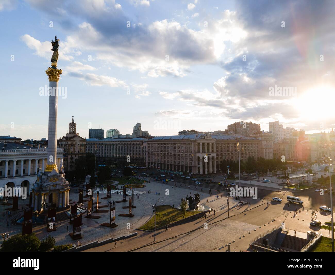 Independence Square in Kyiv, Ukraine. Maidan. Aerial view Stock Photo ...