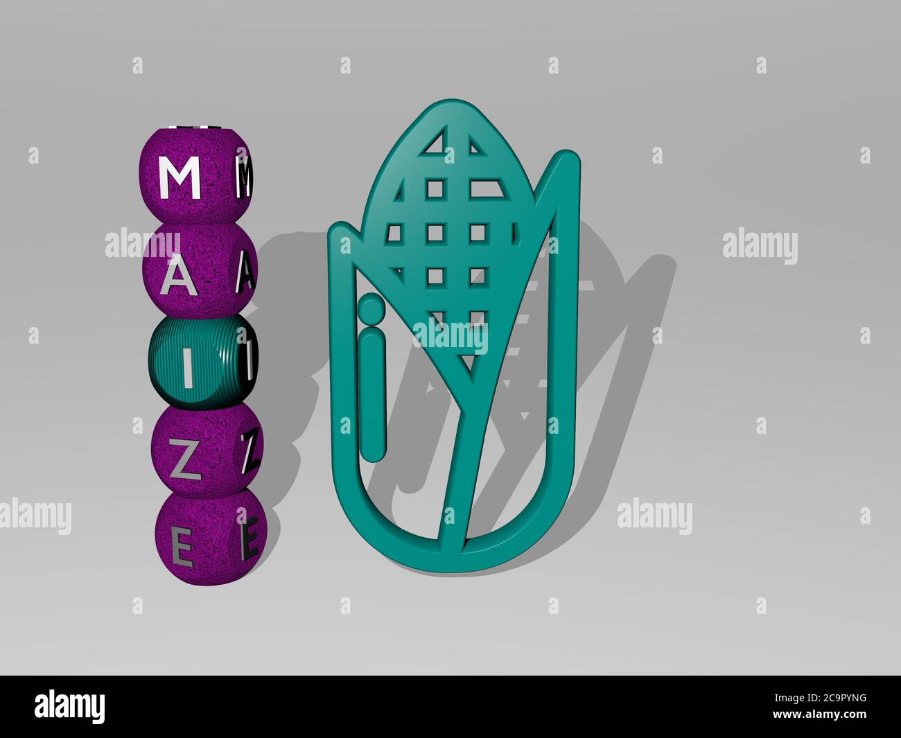 3D graphical image of MAIZE vertically along with text built around the ...