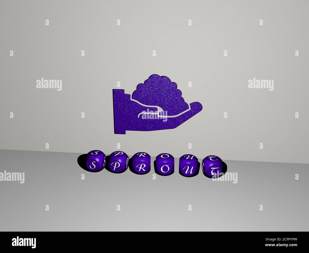 3D representation of SPROUT with icon on the wall and text arranged by ...