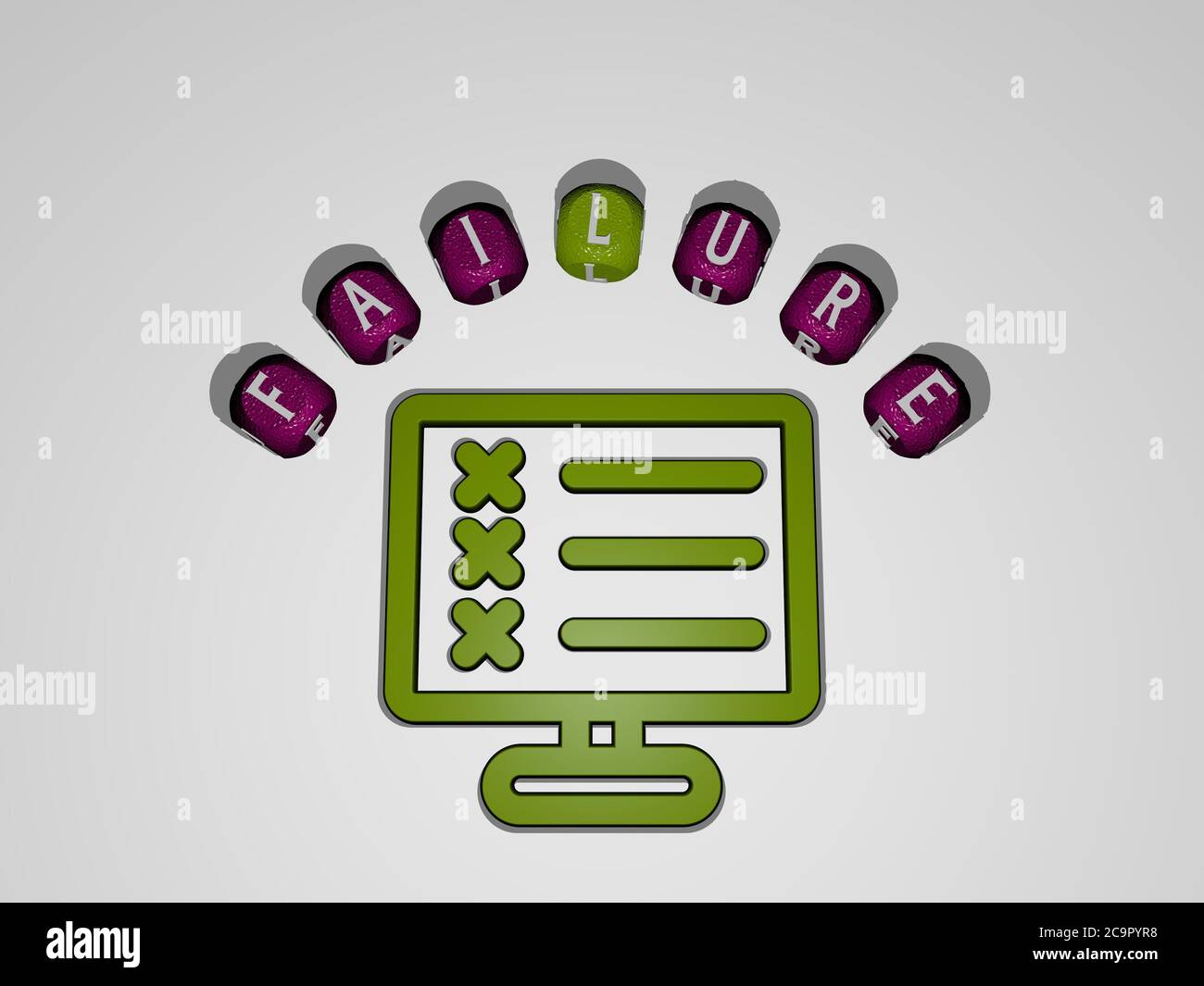 3D illustration of failure graphics and text around the icon made by ...