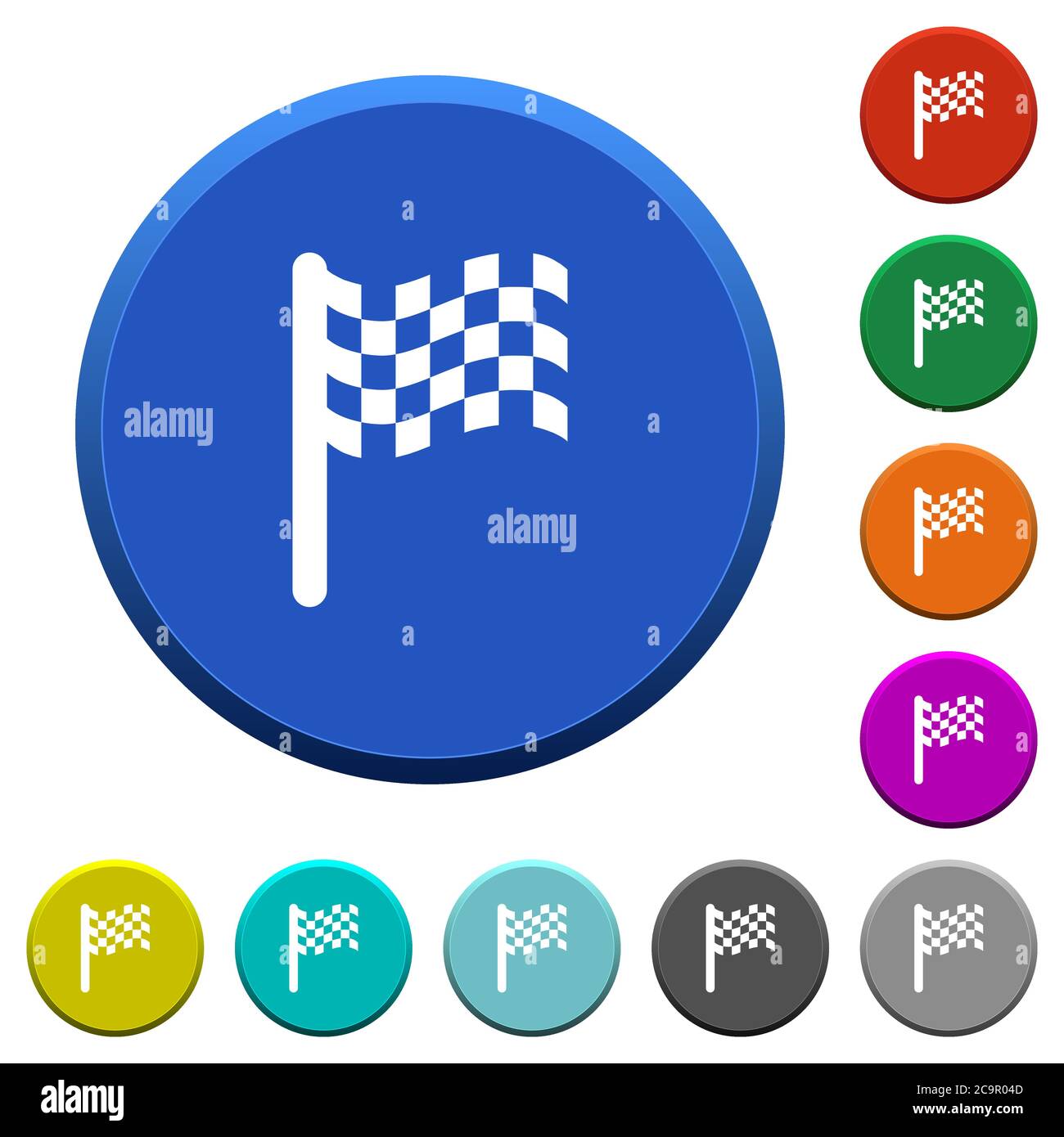 Race flag round color beveled buttons with smooth surfaces and flat ...