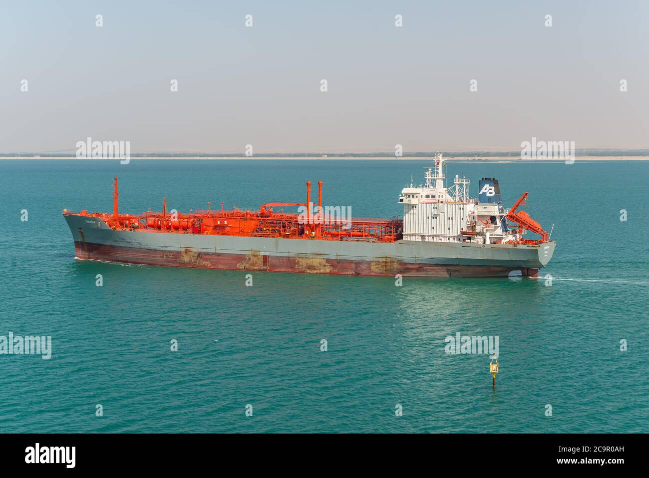 Suez, Egypt - November 14, 2019: LPG Tanker vessel Ramagas passing Suez ...