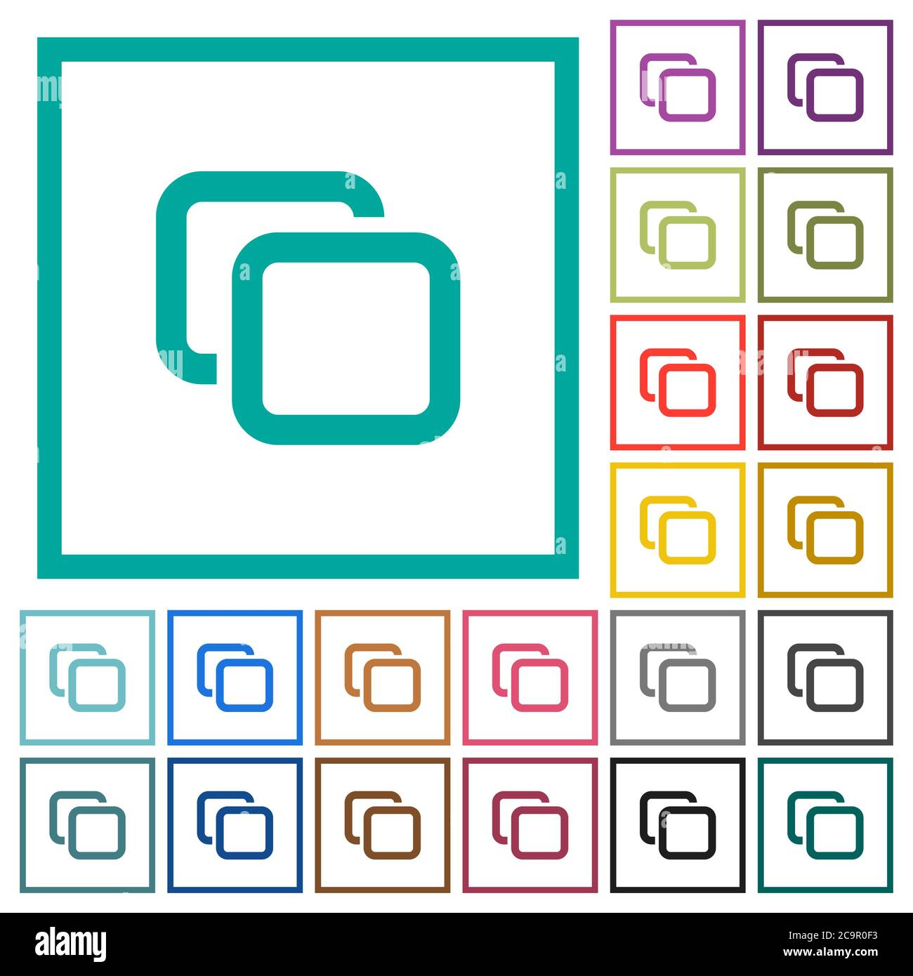 Tabs flat color icons with quadrant frames on white background Stock ...