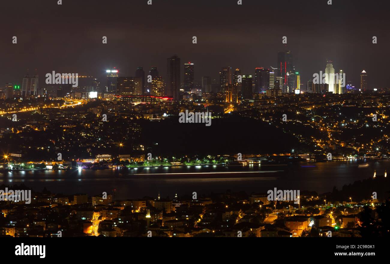 Night view of Skyscrapers in Istanbul City, Turkey Stock Photo - Alamy