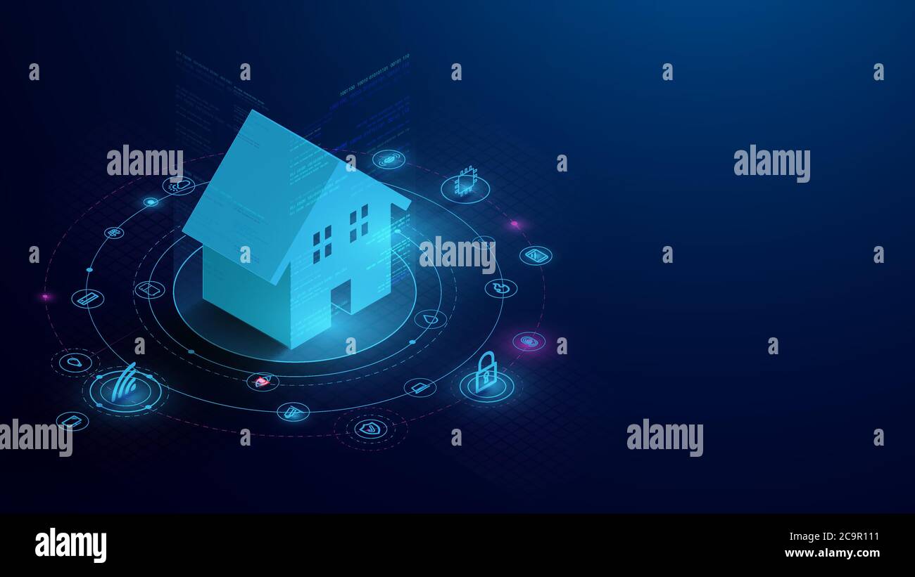 Smart Home Connection with Control Devices Icons. IOT Concept. System ...