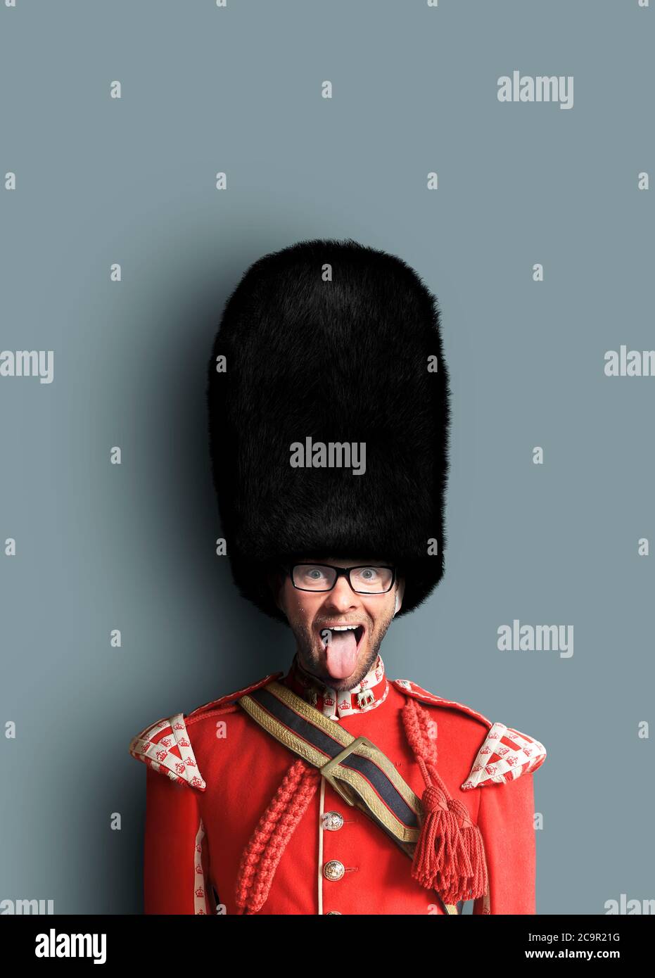 Young man in the costume of the Royal guards of Britain Stock Photo - Alamy