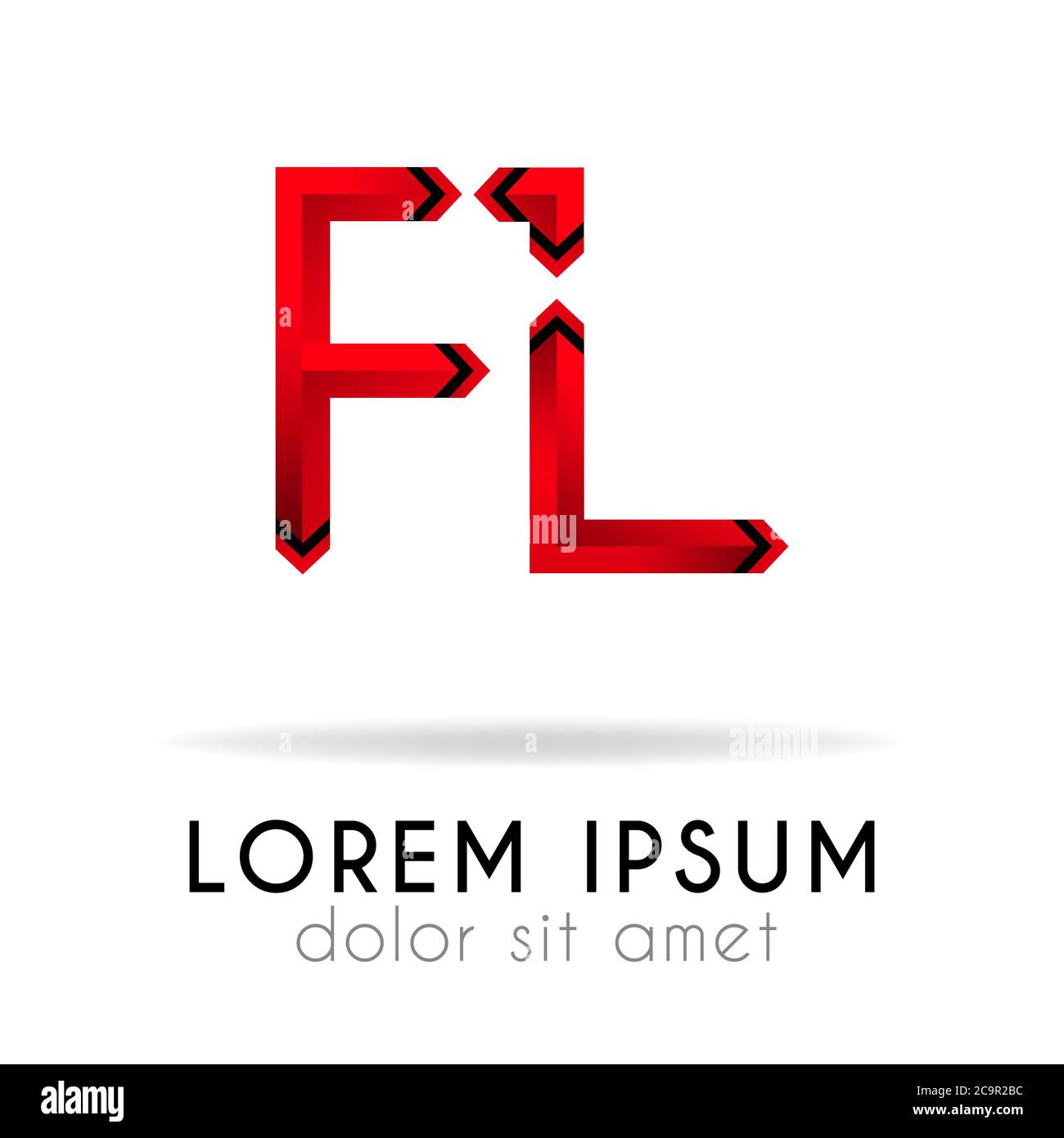 ribbon logo in dark red gradation with FL Letter. can also be used for ...