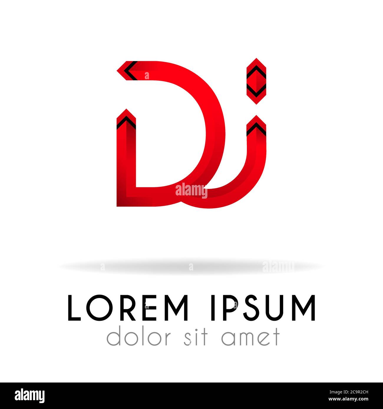 ribbon logo in dark red gradation with DJ Letter. can also be used for ...