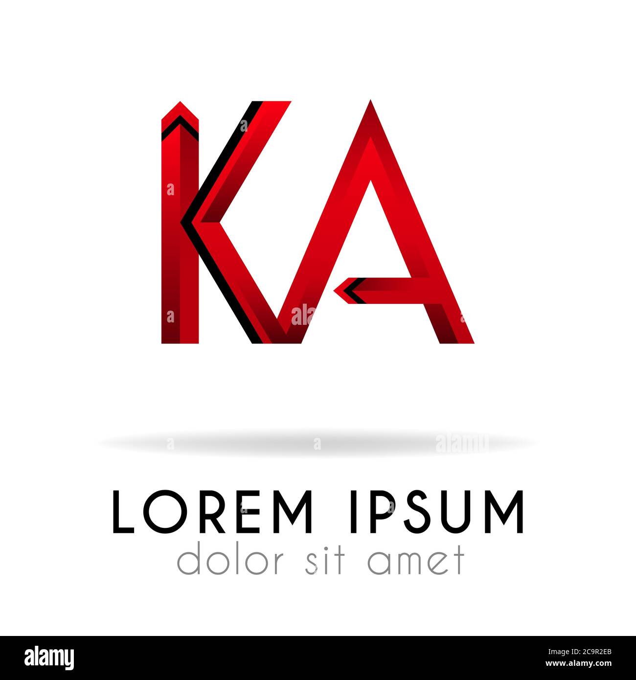 ribbon logo in dark red gradation with KA Letter. can also be used for ...