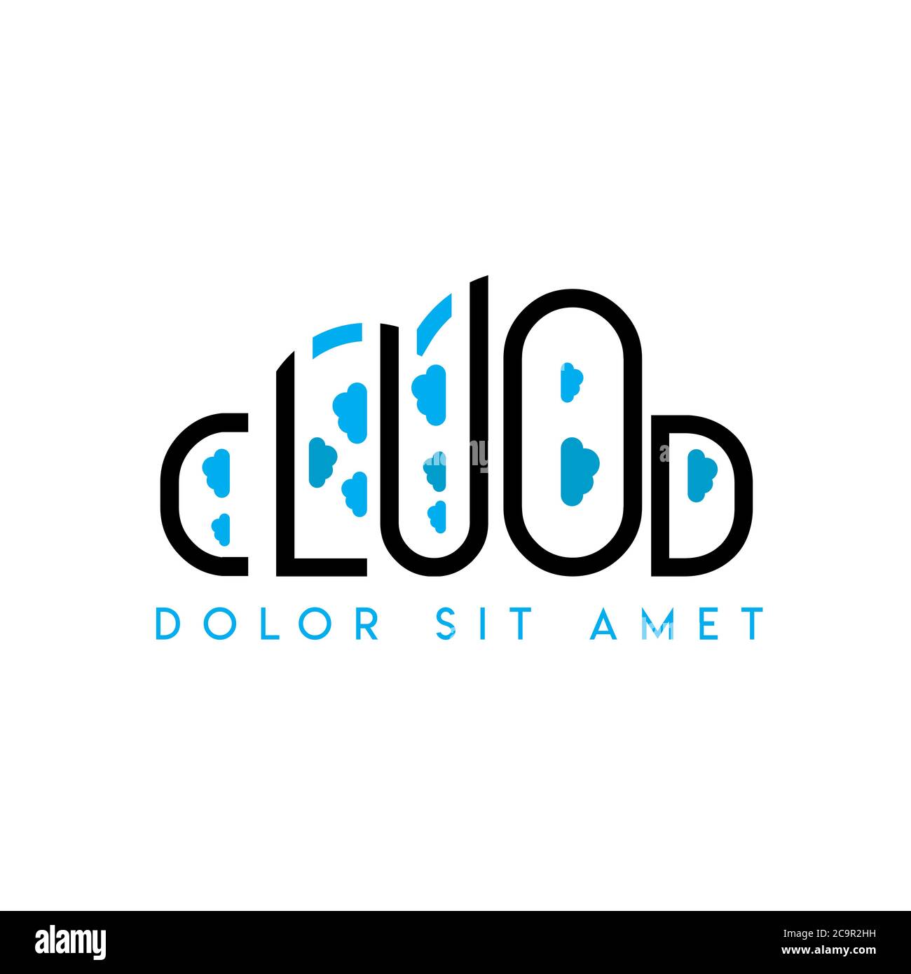 writing clouds with lots of blue clouds in the center of the logo Stock ...