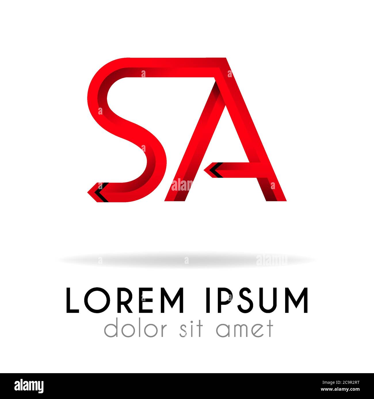 ribbon logo in dark red gradation with SA Letter. can also be used for ...