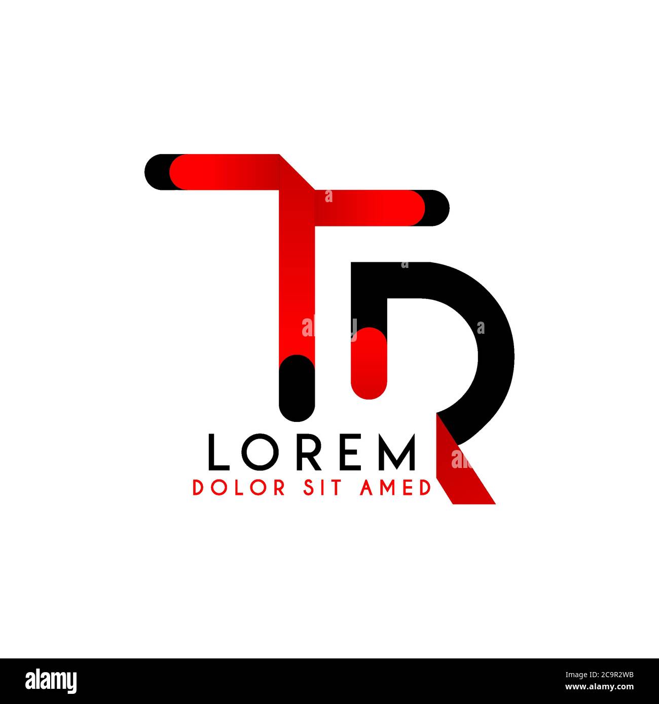 Initial Logo TR Uppercase Red Black Simple Logo Design 1 Stock Vector ...