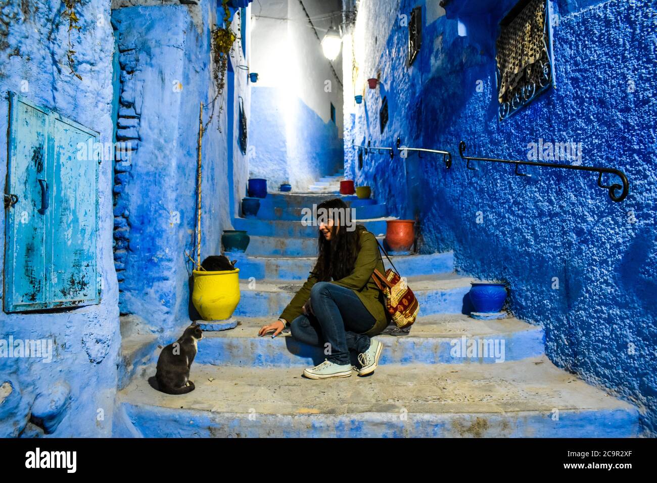 Exploring Chefchaouen at night Stock Photo - Alamy